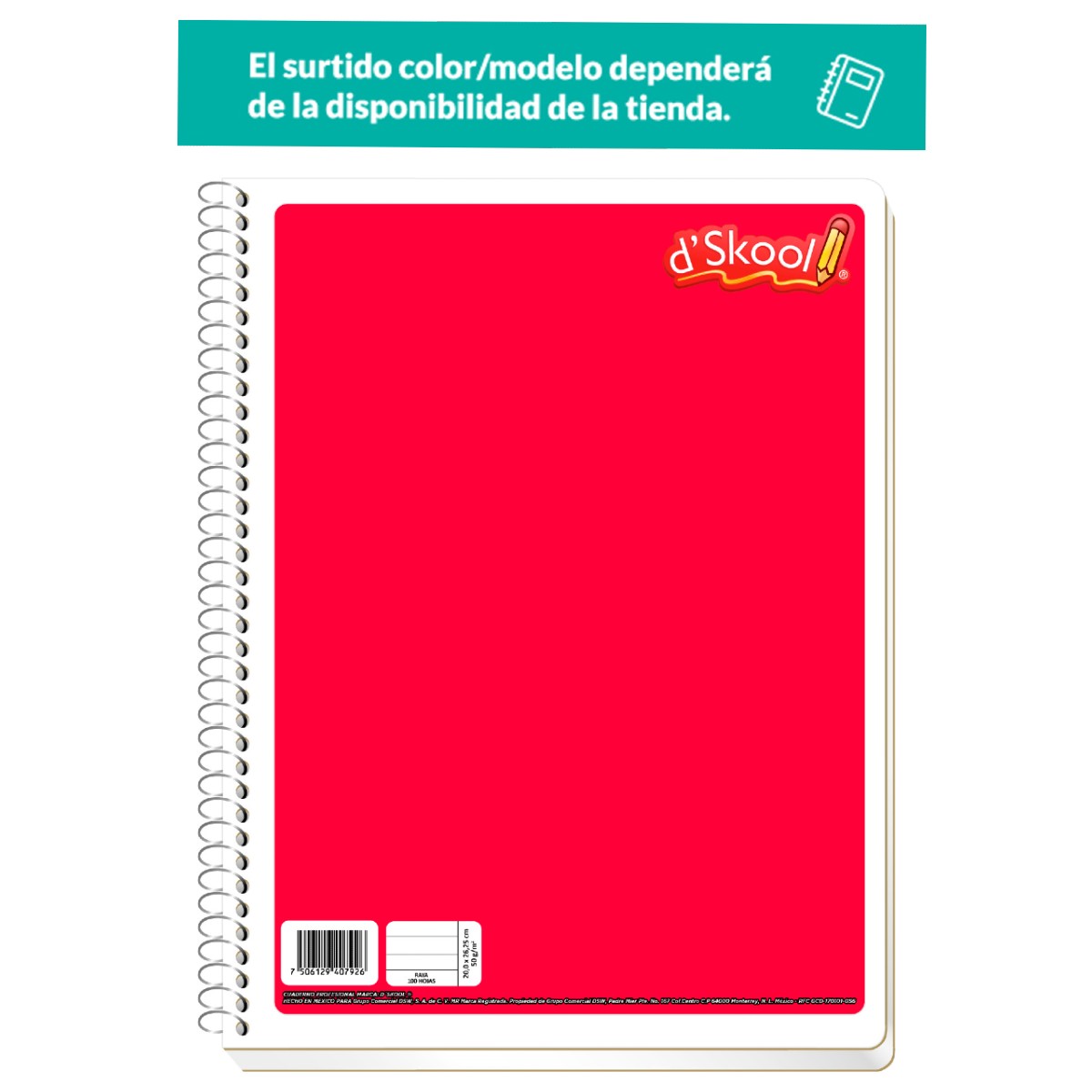 Cuaderno Profesional d'Skool Liso Raya 100 Hojas | DelSol