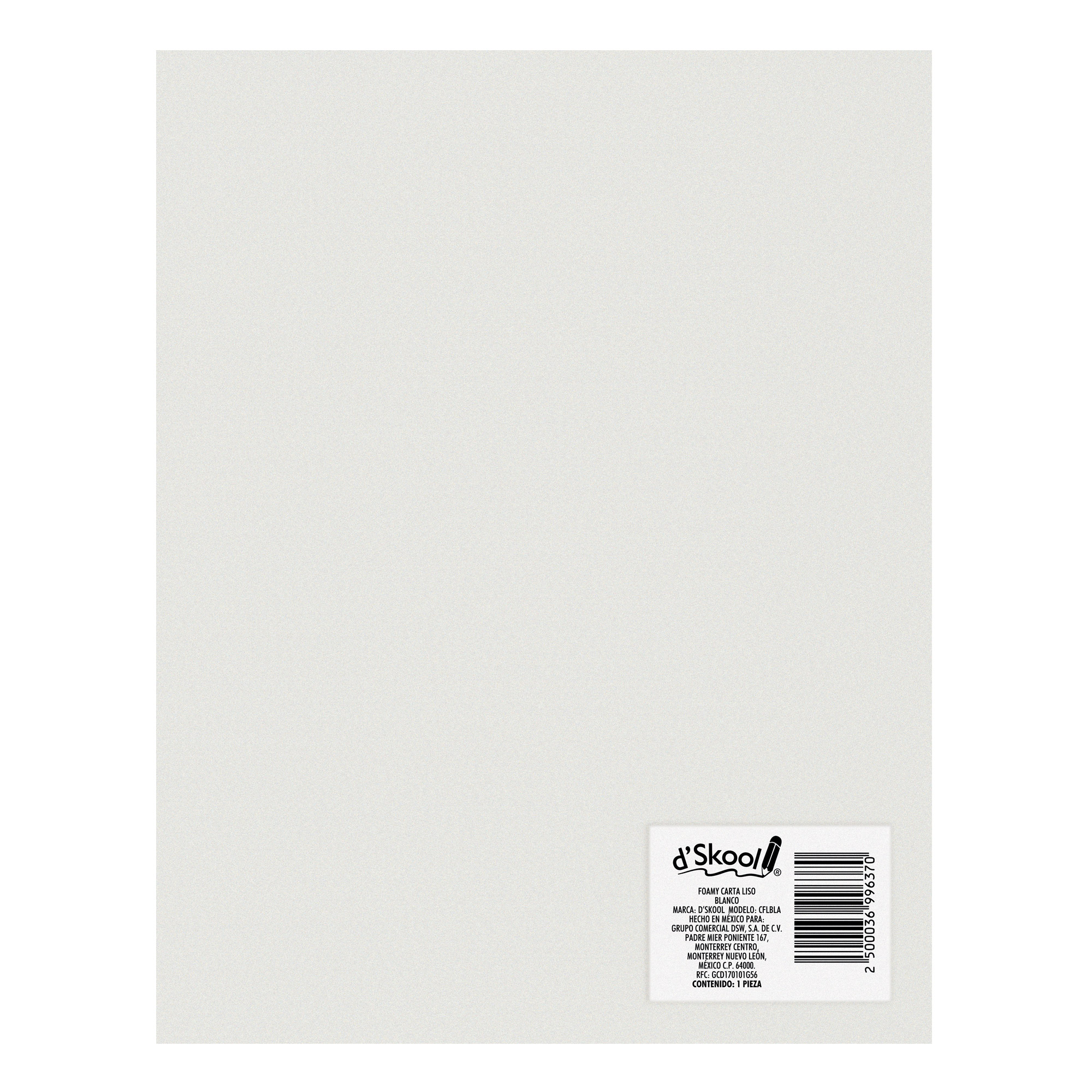 Foamy Liso d'Skool Tamaño Carta Blanco | DelSol