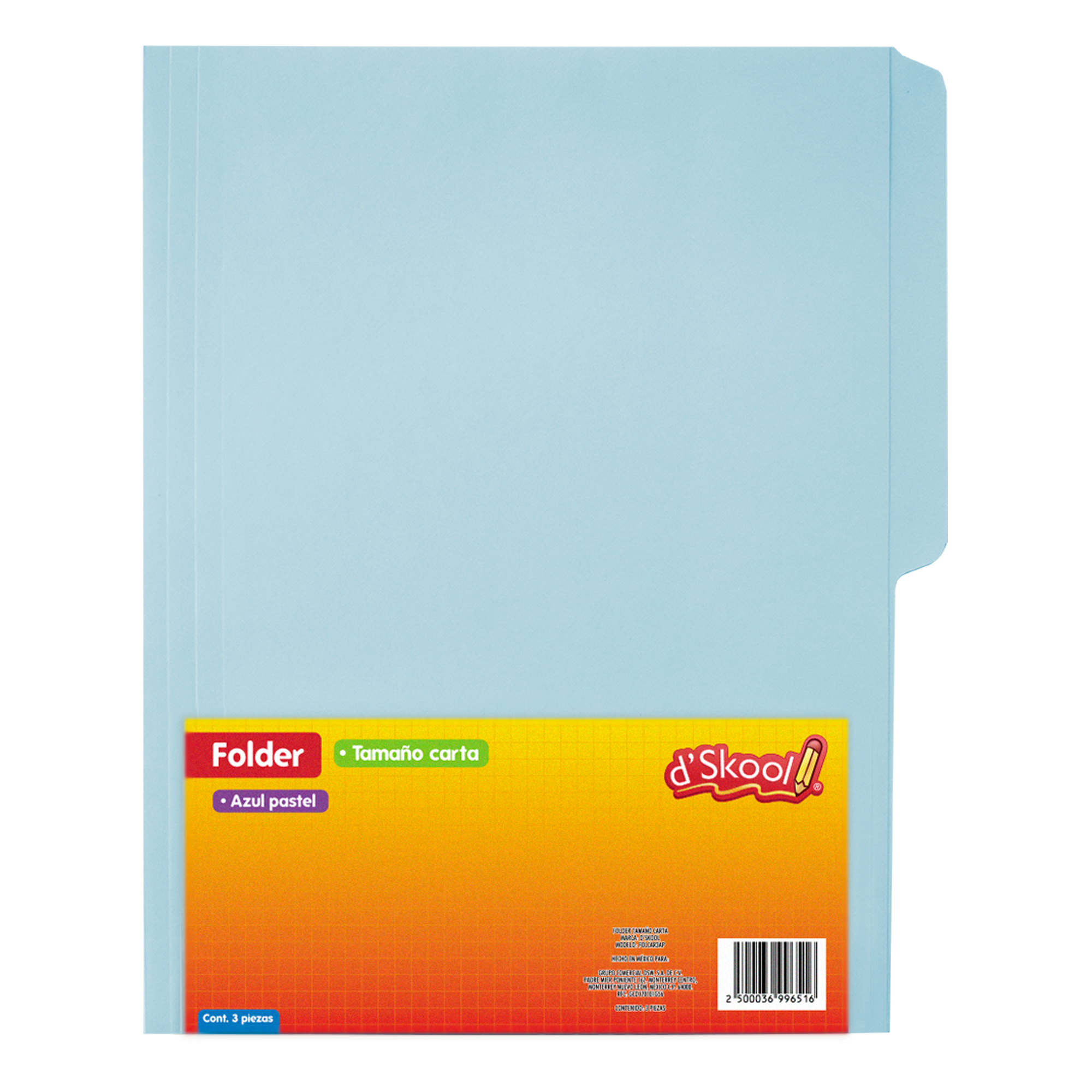 Folder d'Skool Tamaño Carta Azul Pastel 3 Piezas | DelSol