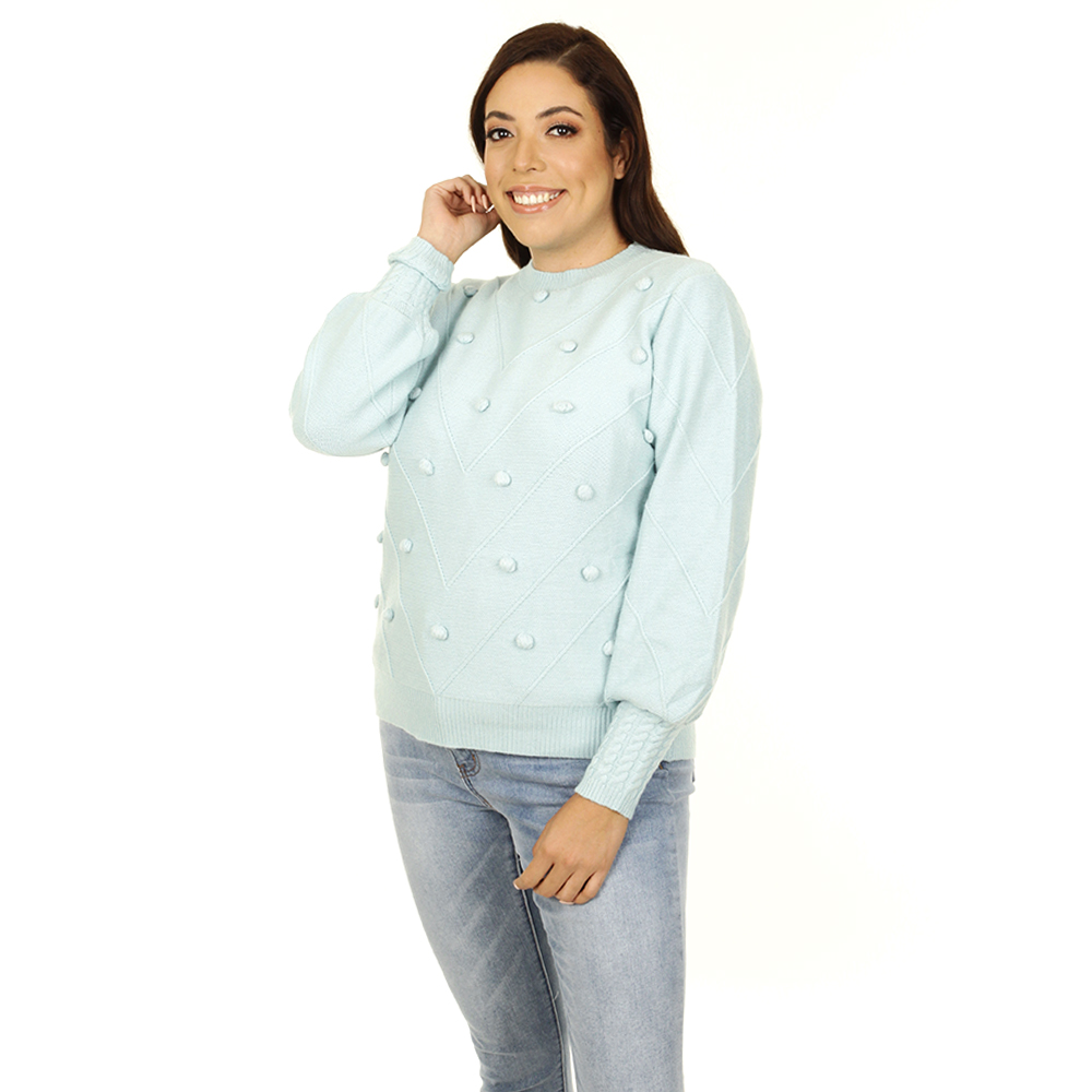 Suéter Red Sky Mujer Diseño Con Pompones | DelSol