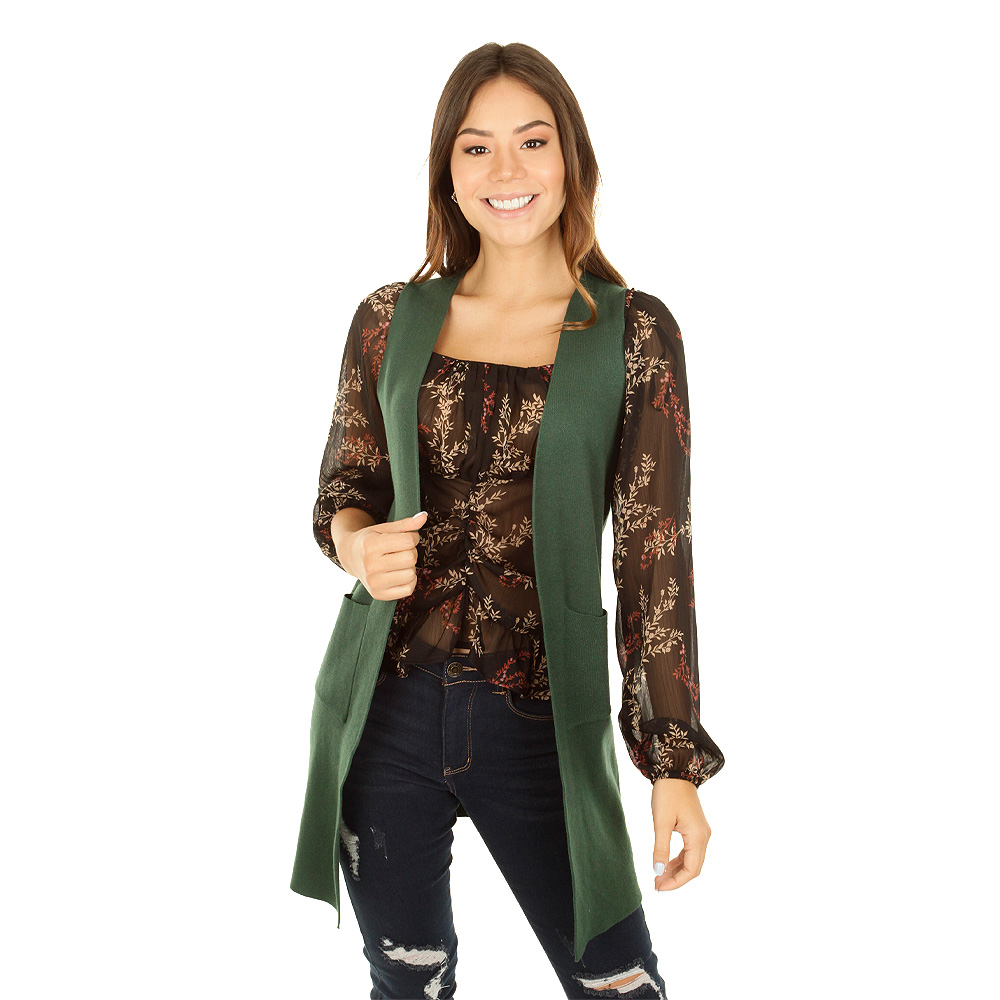 Chaleco Red Sky Mujer Diseño Largo Abierto Liso | DelSol