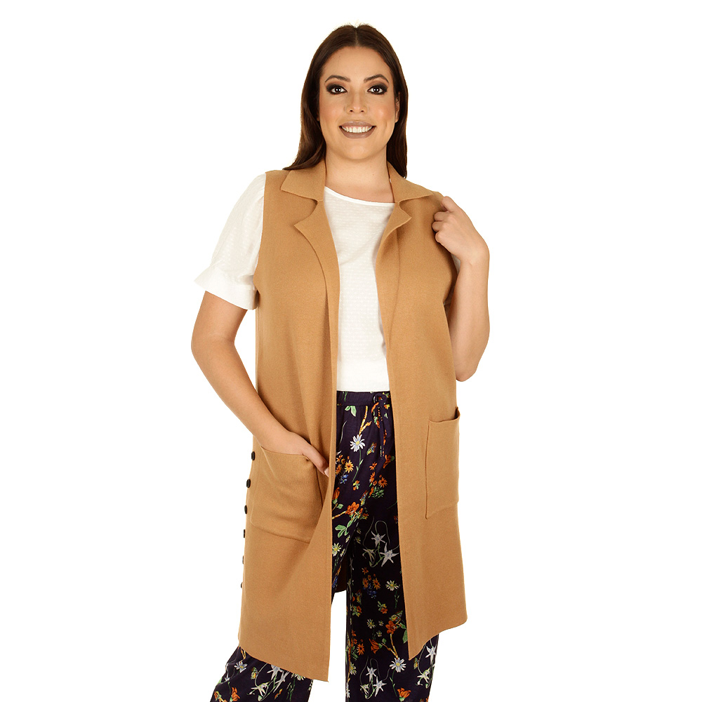 Chaleco Red Sky Largo Botones En Contraste | DelSol