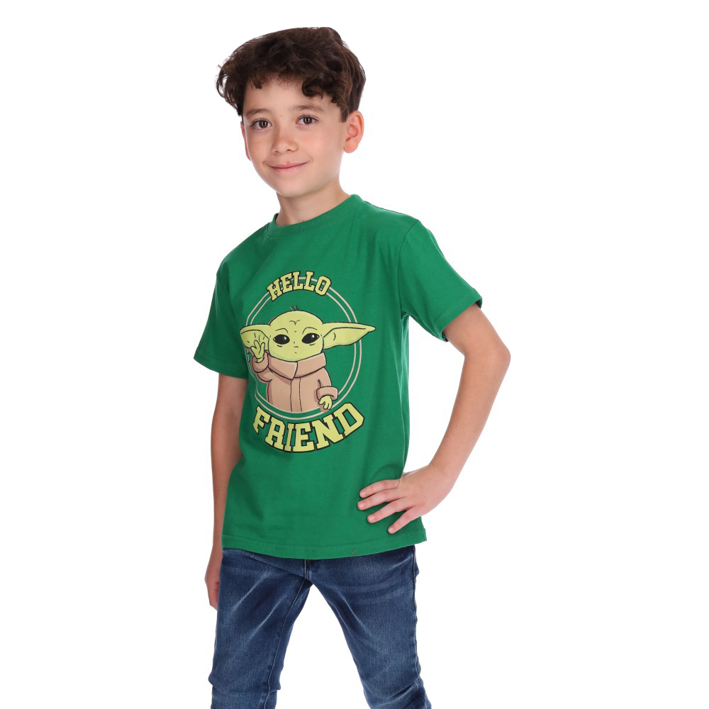 Playera Lucas Film Niño Con Estampado De Grogu Hello Friend | DelSol