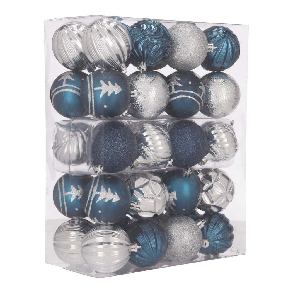 Mix de Esferas Christmas Accents 6 cm Azul con Plata 40 Piezas | DelSol