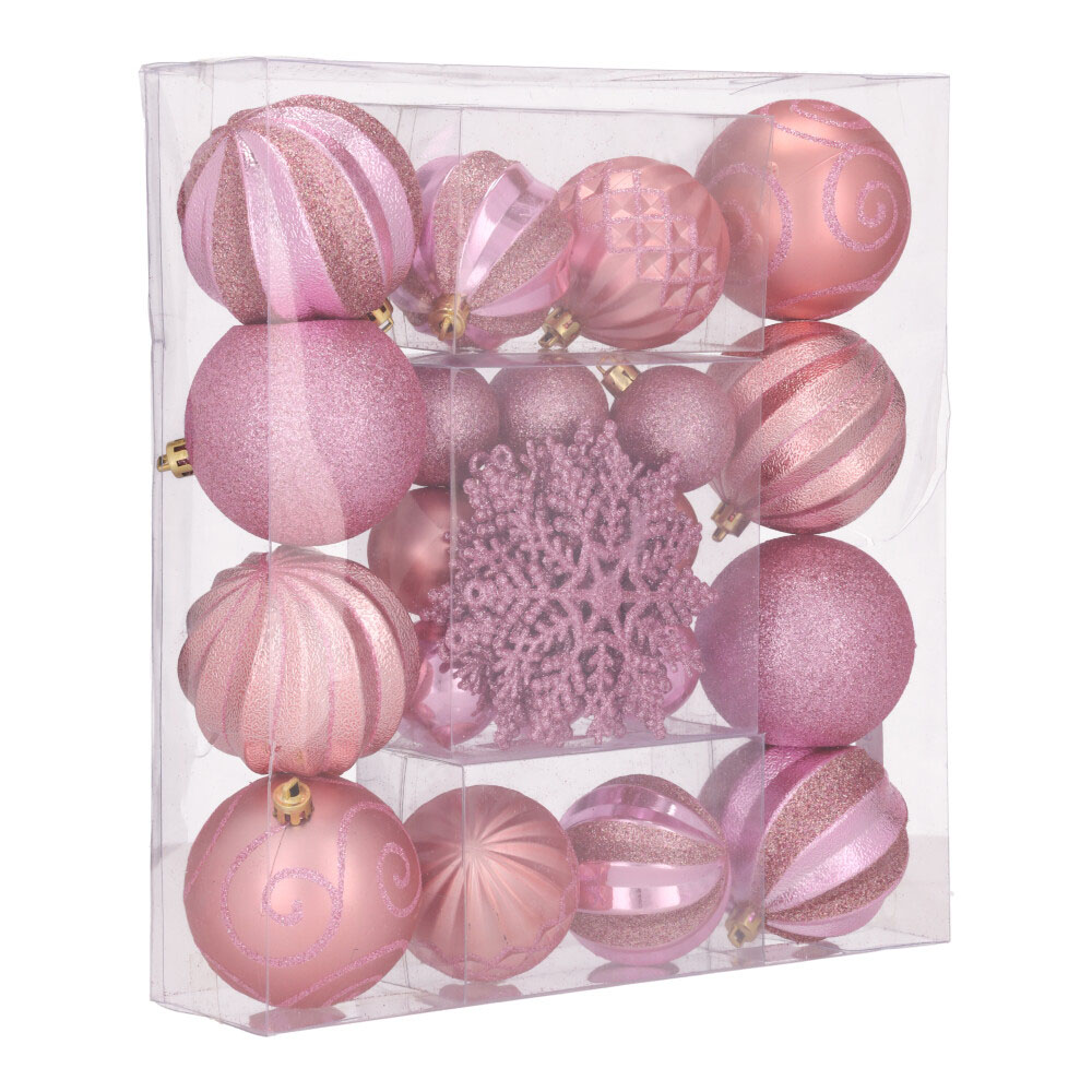 Set de Esferas Christmas Accents Rosa Claro y Rose Gold 26 Piezas | DelSol