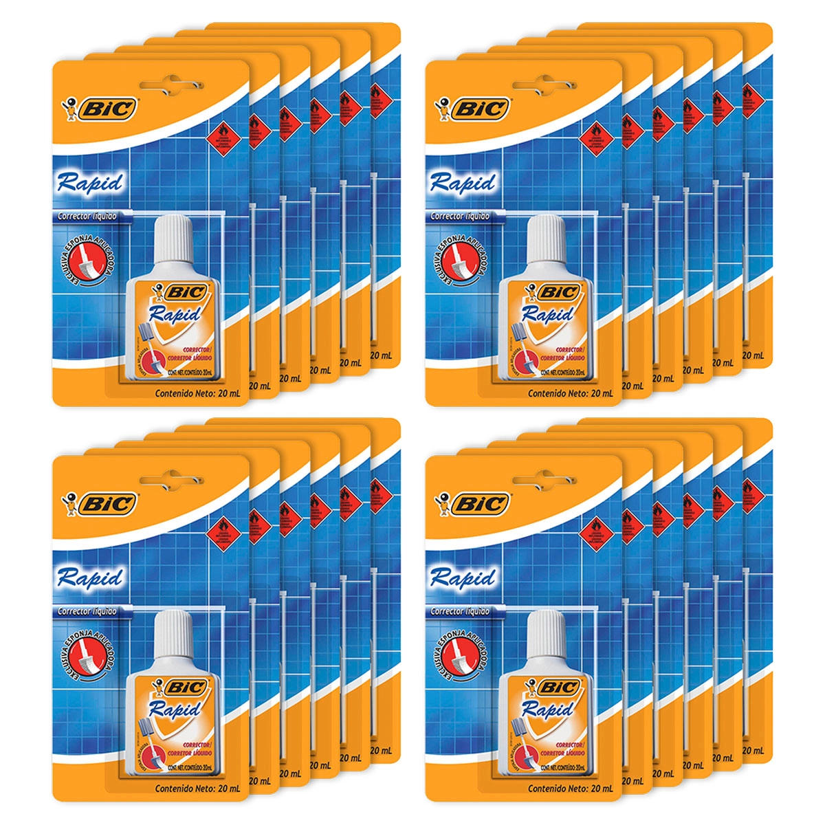 Pack de Corrector Líquido Bic Rapid 20 ml 24 Piezas | DelSol
