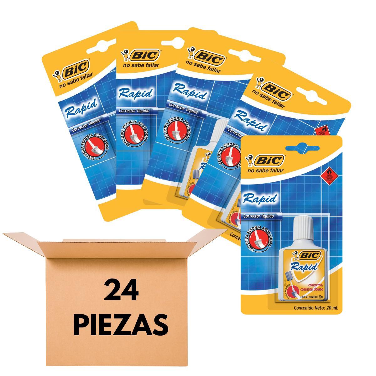 Caja 24 Piezas de Corrector Liquído Bic Rapid | DelSol