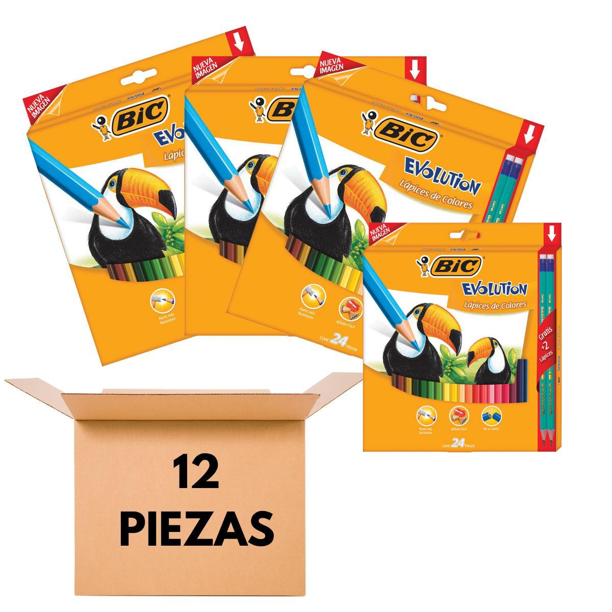 Caja 12 Packs de Lápices de Colores Bic Evolution | DelSol