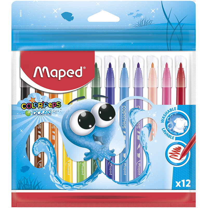 Plumones Maped Color'Peps Ocean 12 Piezas | DelSol
