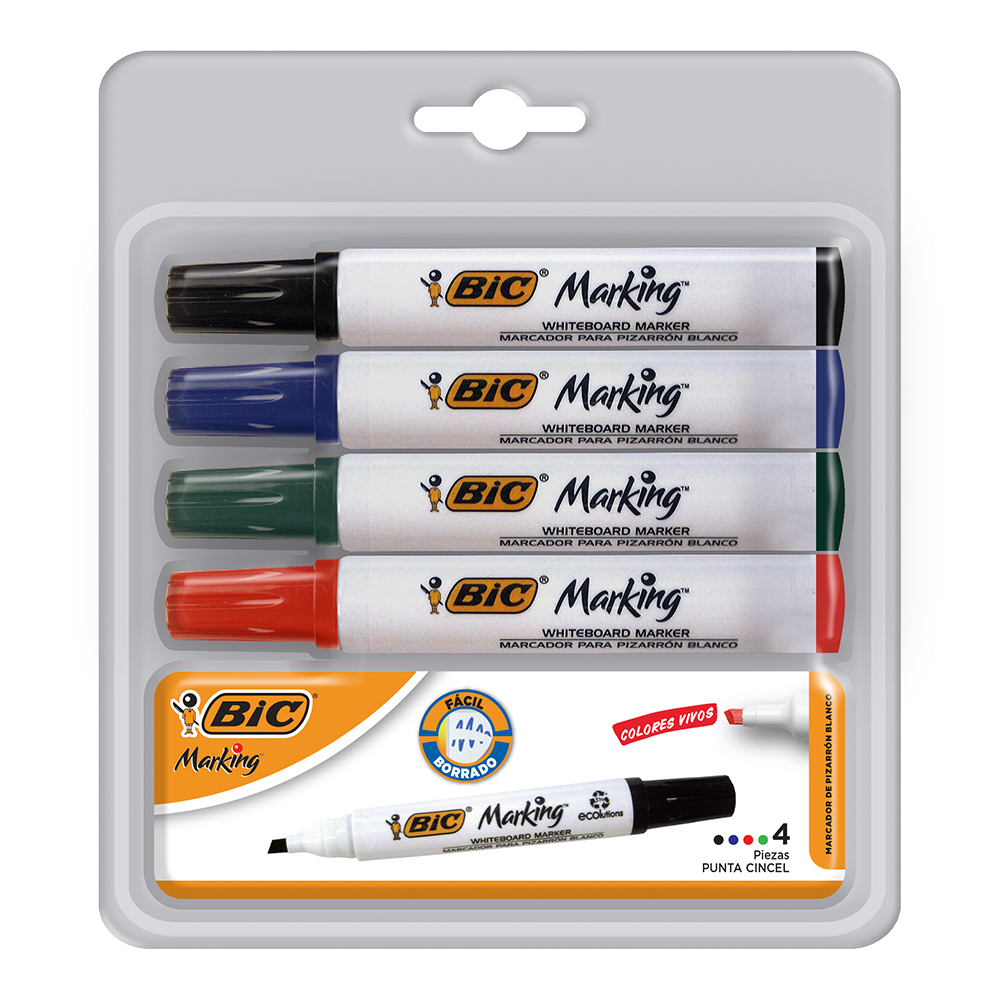 Marcadores para Pizarrón Blanco Bic y Borrador 5 Piezas | DelSol