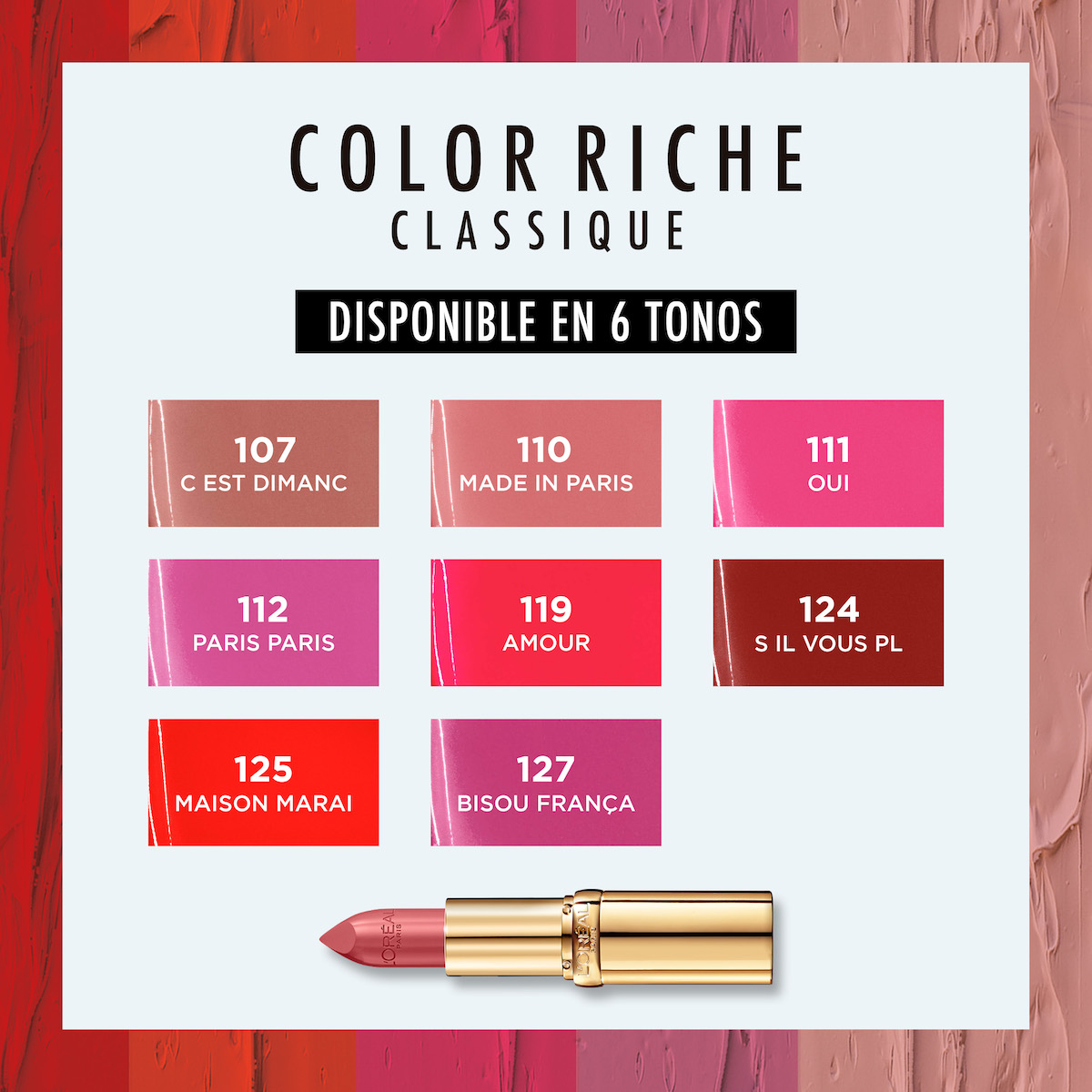 Labial en Barra L’Oréal Color Riche Classique 110 Made in Paris 3.6 g ...