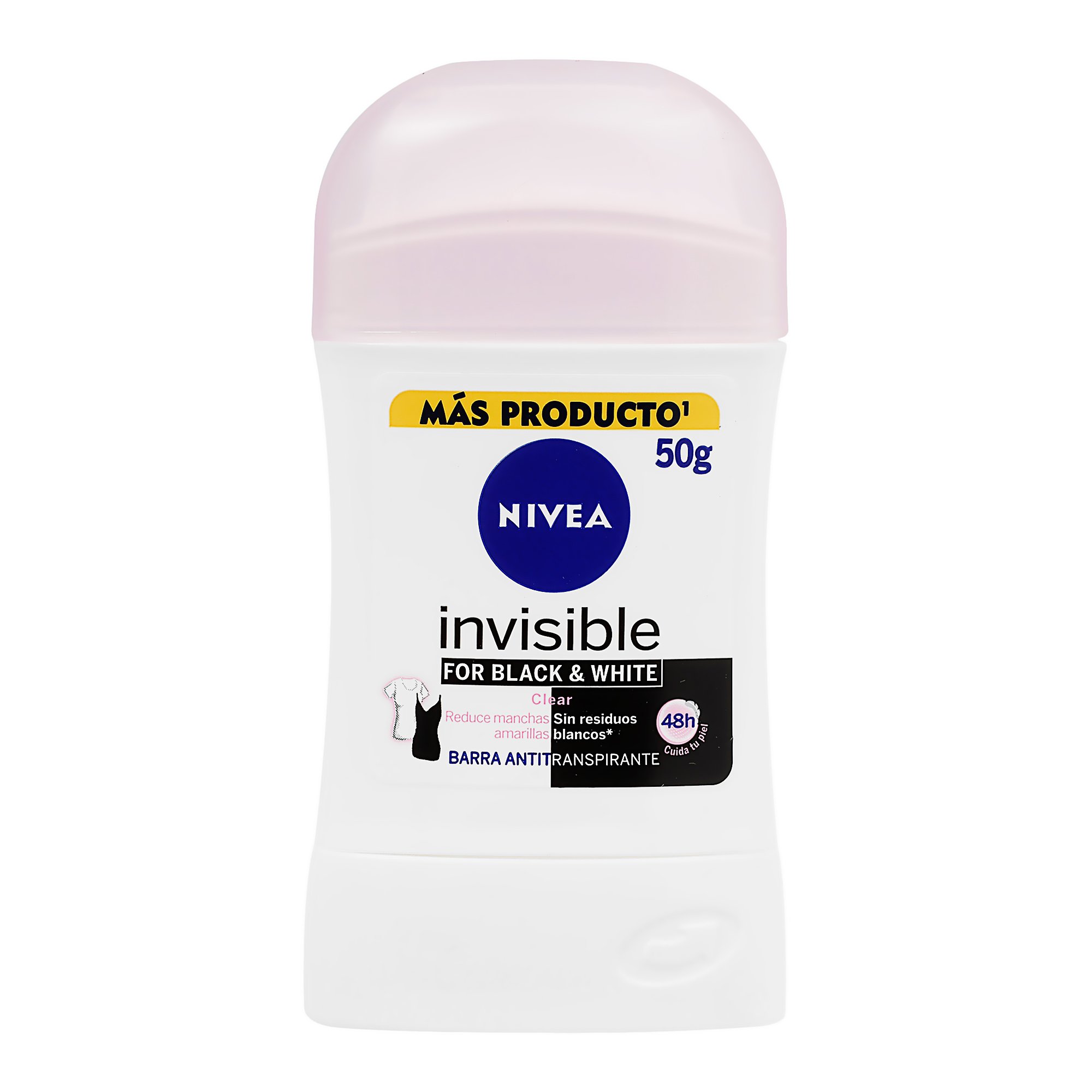 Antitranspirante en Barra Nivea Black & White Invisible Clear 50 g | DelSol