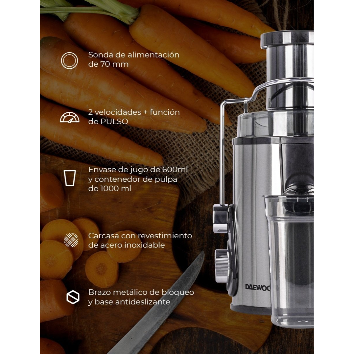 Extractor De Jugos Daewoo 400 W Plateado DJE5658 | DelSol
