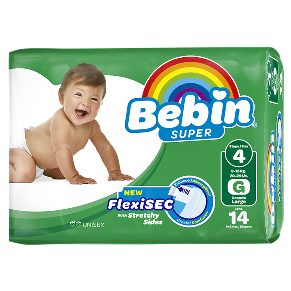 Pañales Bebin Super Talla G 14 Piezas | DelSol