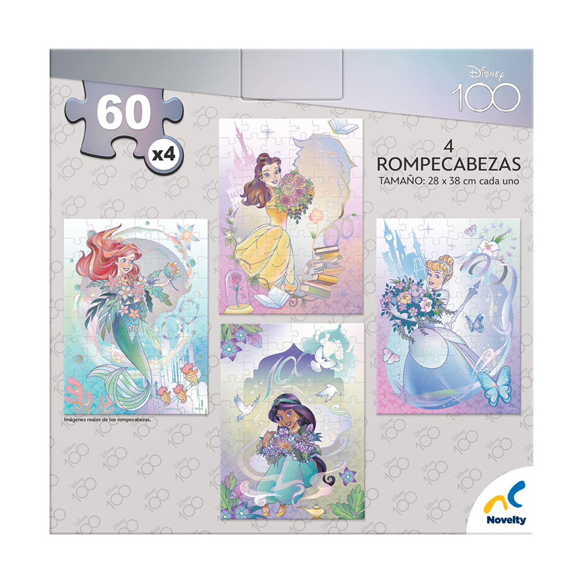 Rompecabezas 4 en 1 Novelty Disney 100 Princesas 240 Piezas | DelSol