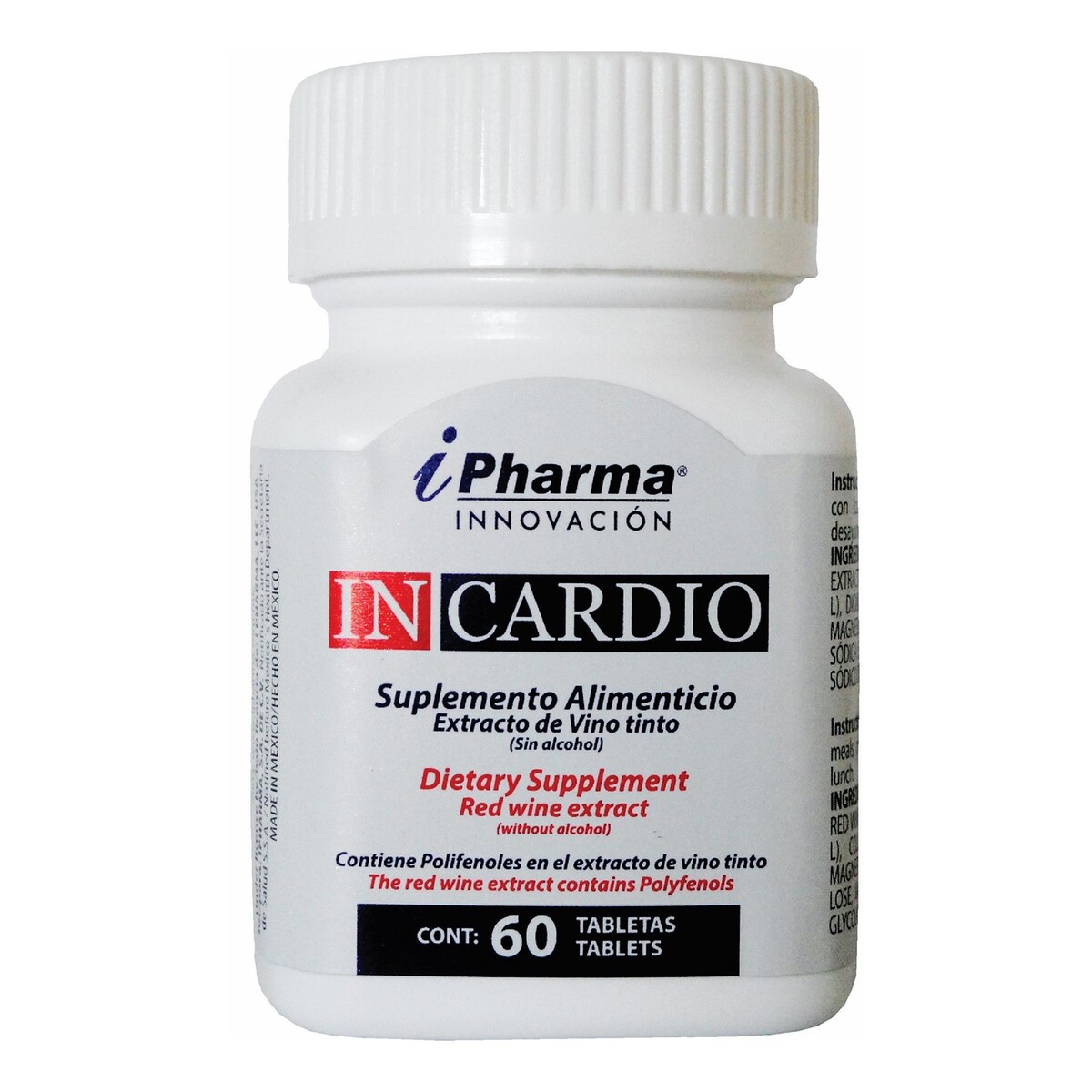 Tabletas iPharma In Cardio con Extracto de Vino 60 Tabletas | DelSol