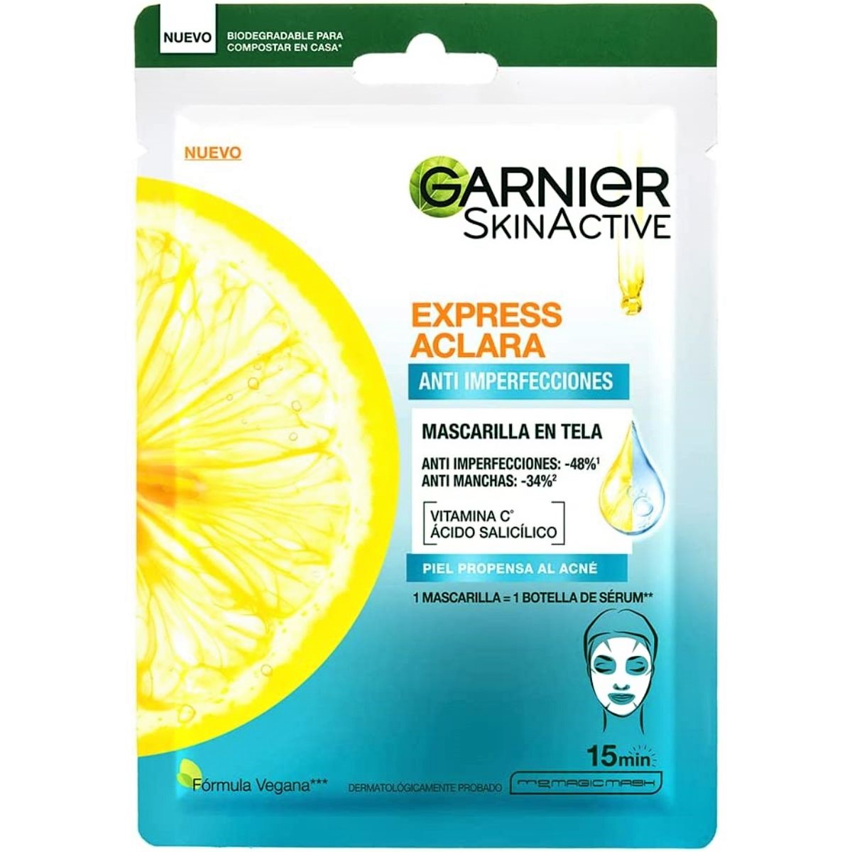 Mascarilla en Tela Garnier Skin Active Express Aclara Anti ...