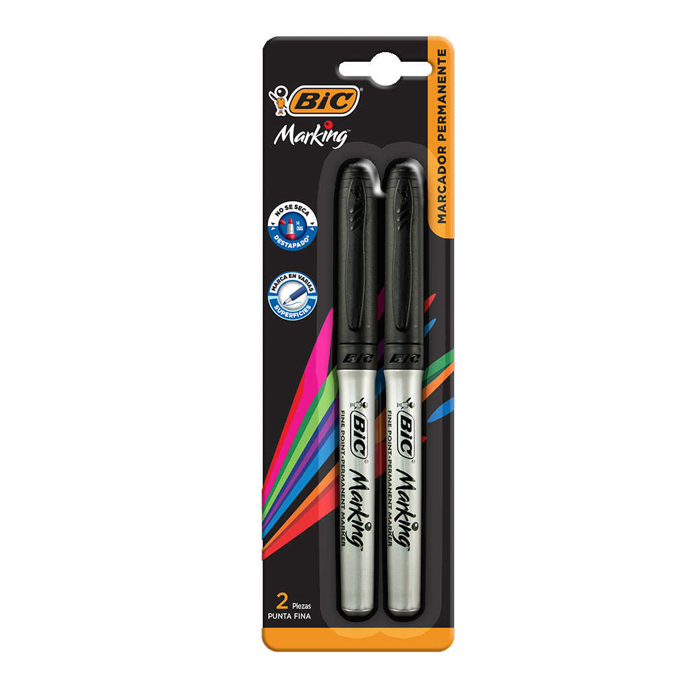 Marcador Permanente Bic Marking Negro 2 Piezas | DelSol