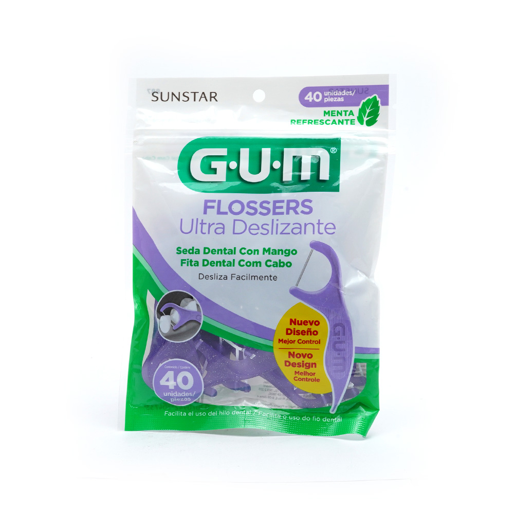 Hilo Dental con Mango Gum Flossers Ultra Deslizante 40 Piezas | DelSol