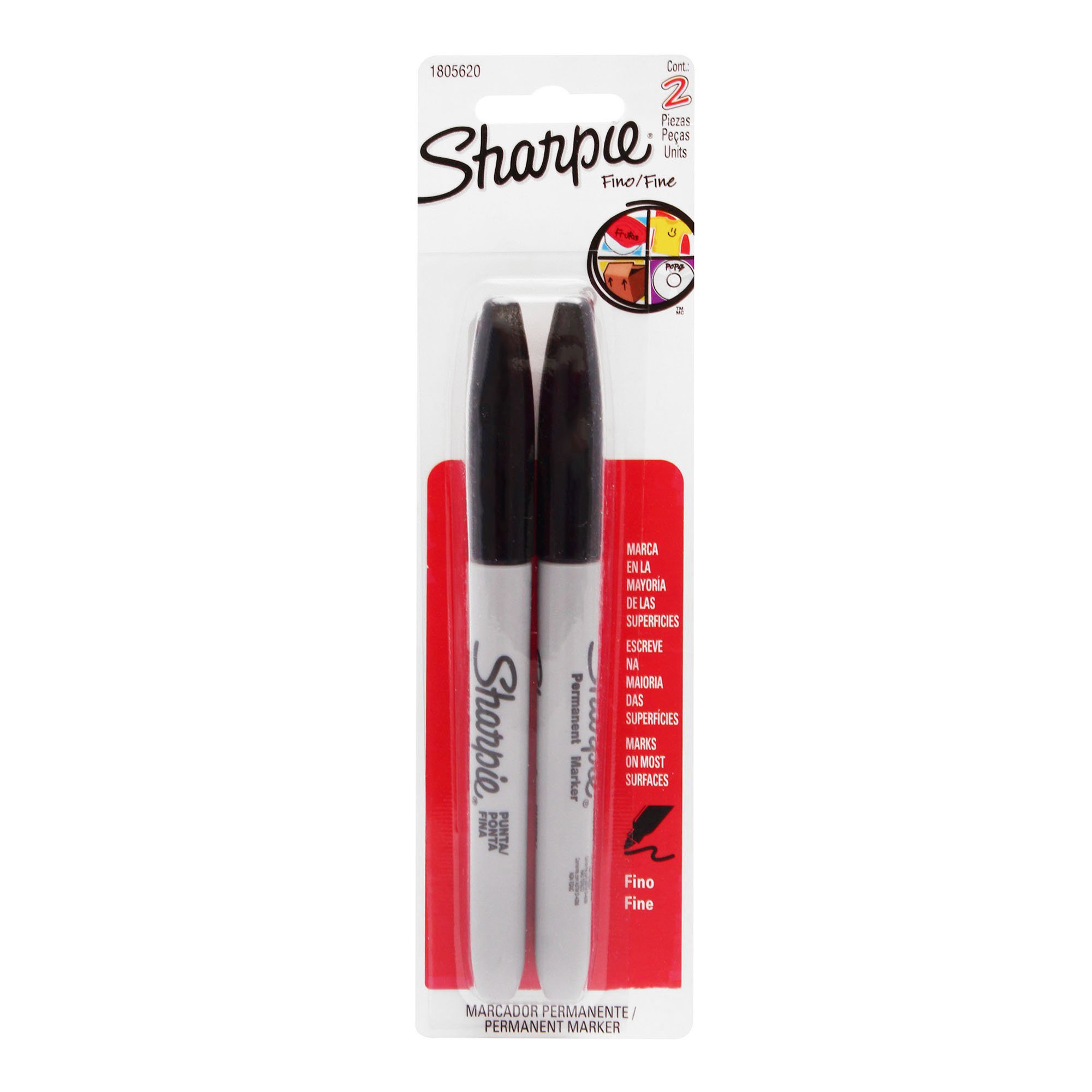 Marcador Permanente Sharpie Punto Fino Negro 2 Piezas | DelSol
