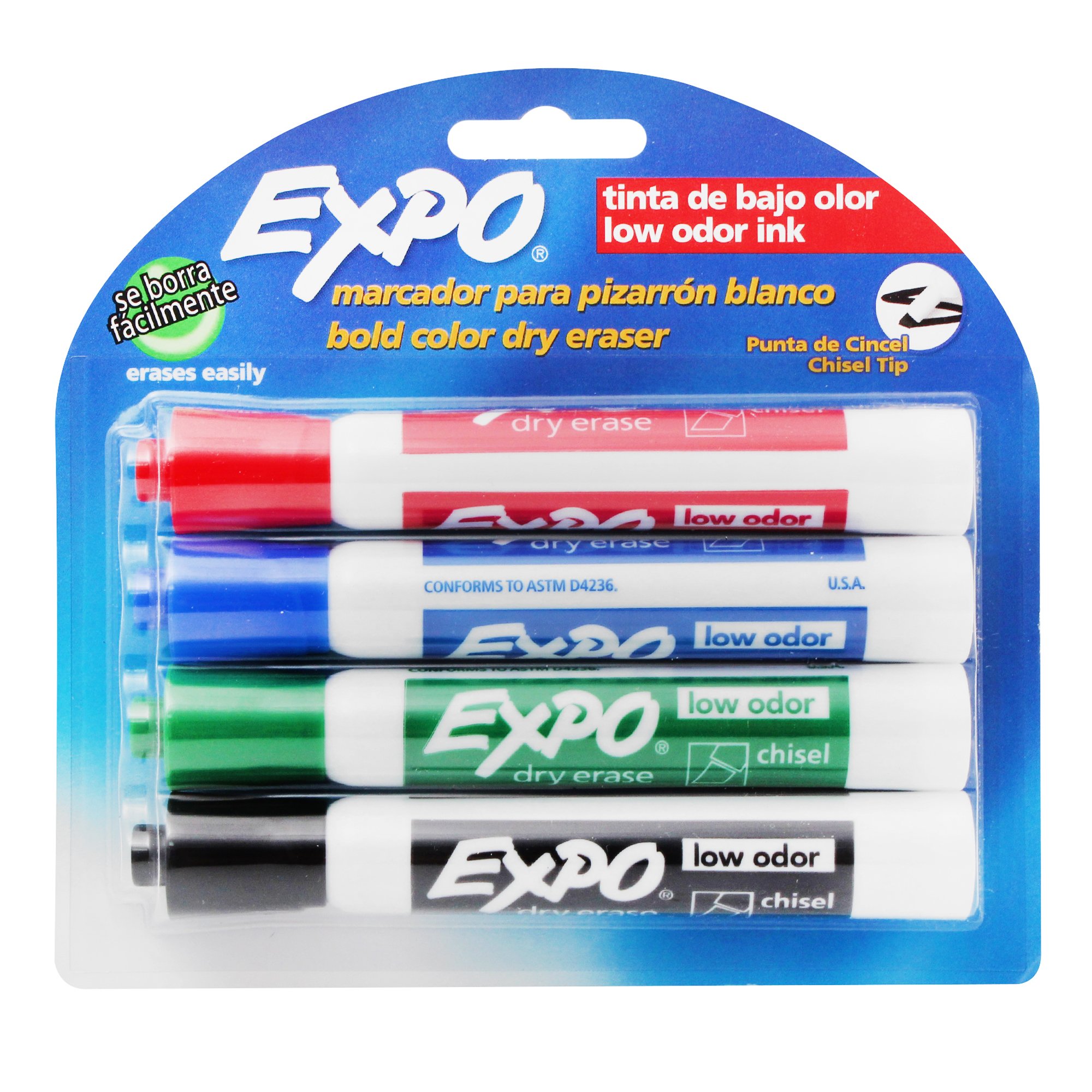 Marcador para Pizarrón Blanco Expo Multicolor 4 Piezas | DelSol