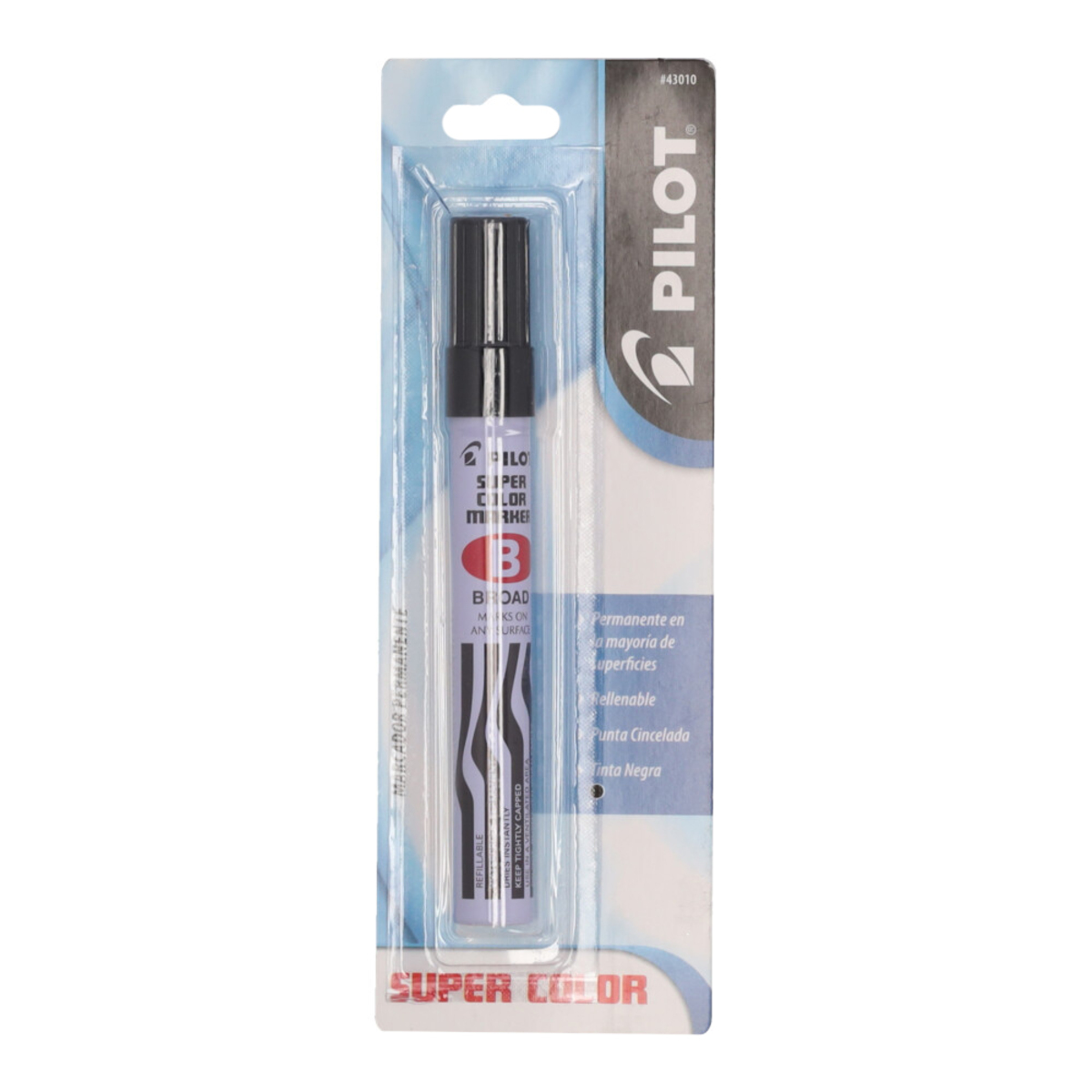 Marcador Permanente Pilot Super Color Punta de Cincel Negro | DelSol