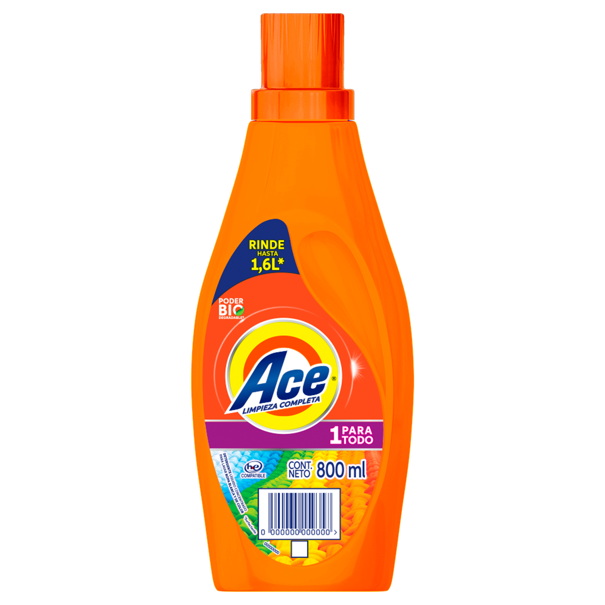 Detergente Líquido Ace 1 para Todo 800 ml | DelSol