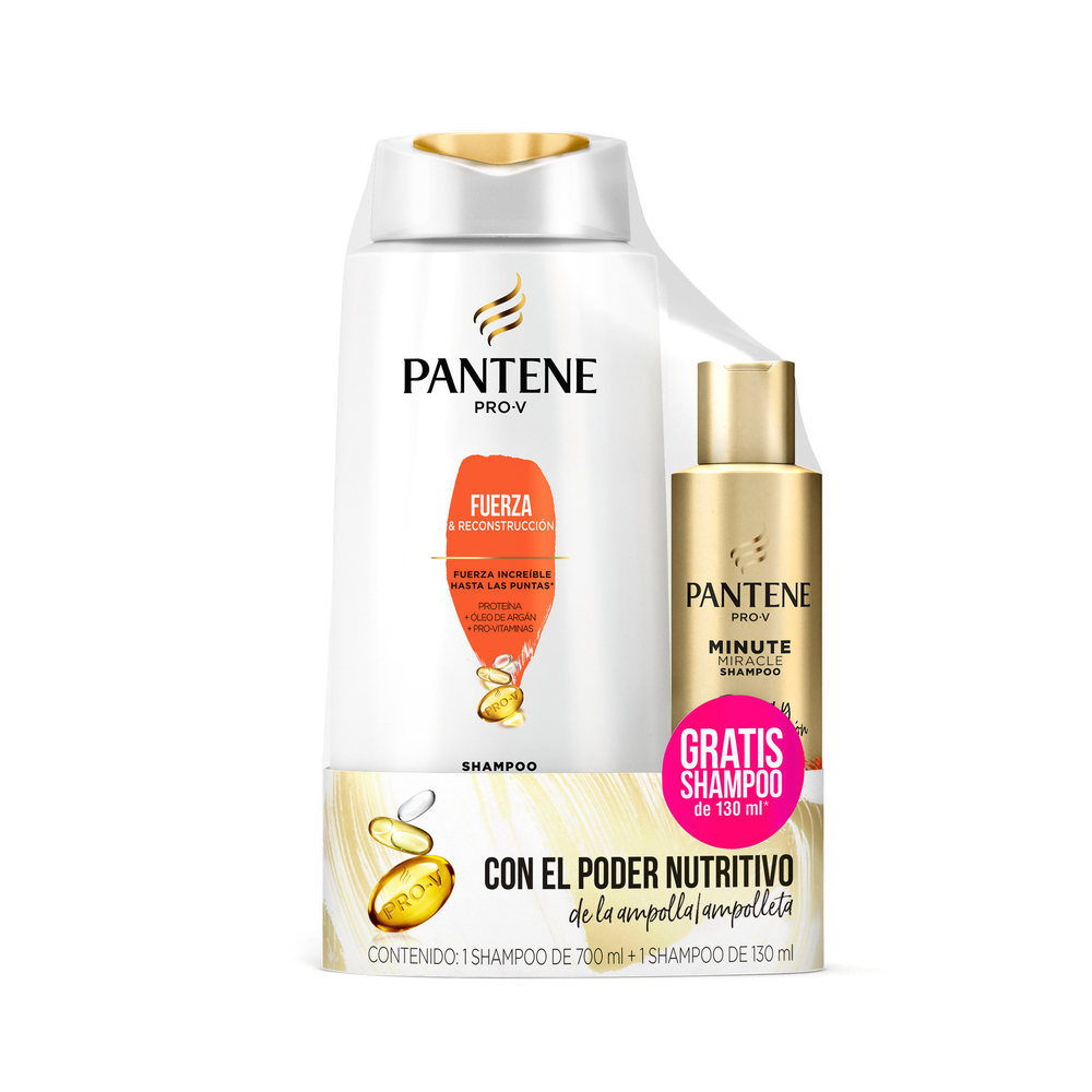 Shampoo Pantene Fuerza & Reconstrucción 700 ml + Shampoo Minute Miracle 130 ml | DelSol