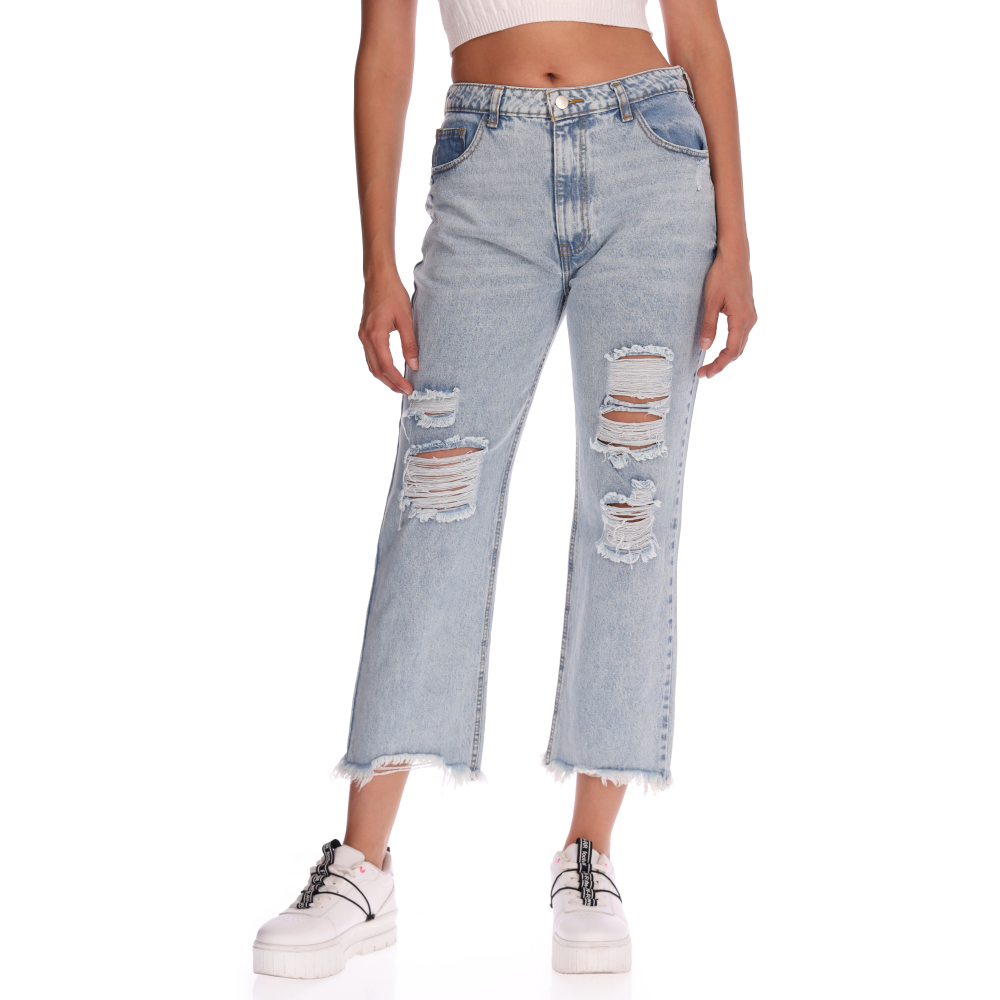 Pantalón De Mezclilla Red Sky Mujer Con Desgarre En Ruedo | DelSol