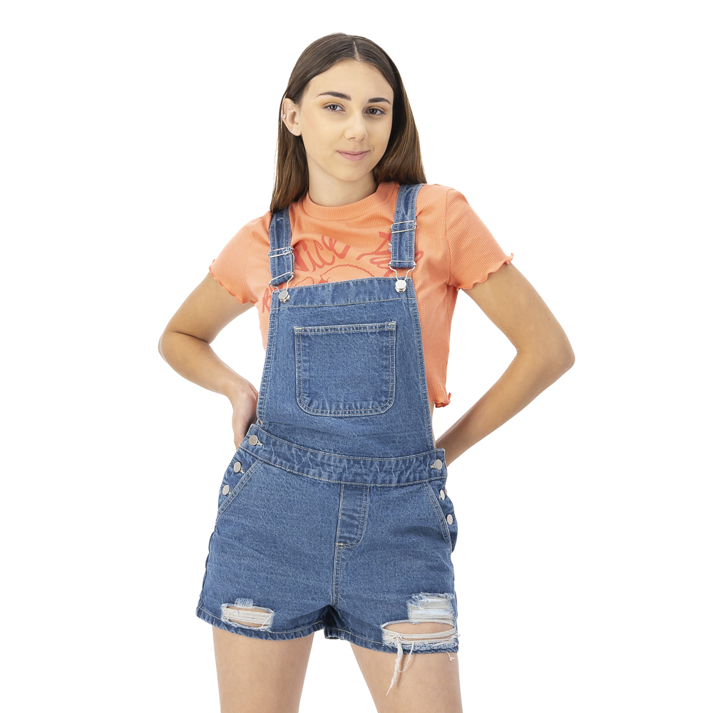 Overol De Short Red Sky Mujer Juvenil Con Destrucción | DelSol