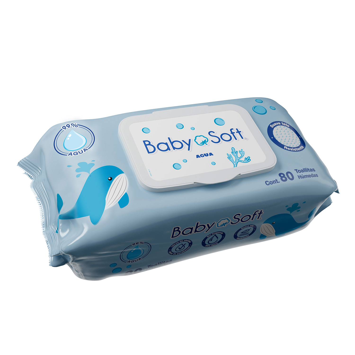 Toallitas Húmedas Bebé Baby Soft Agua 80 Piezas | DelSol
