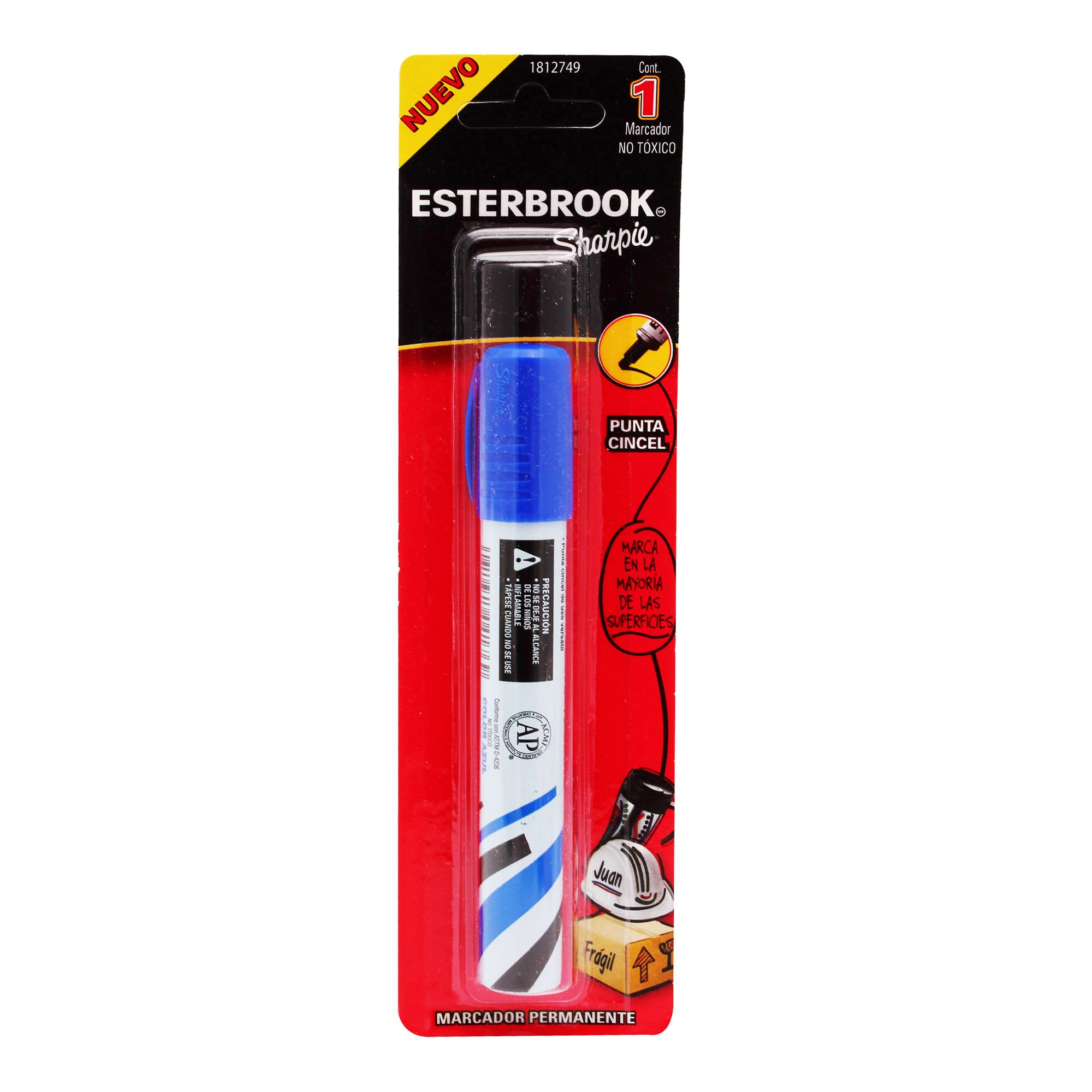 Marcador Permanente Sharpie Esterbrook Punta Cincel Azul | DelSol