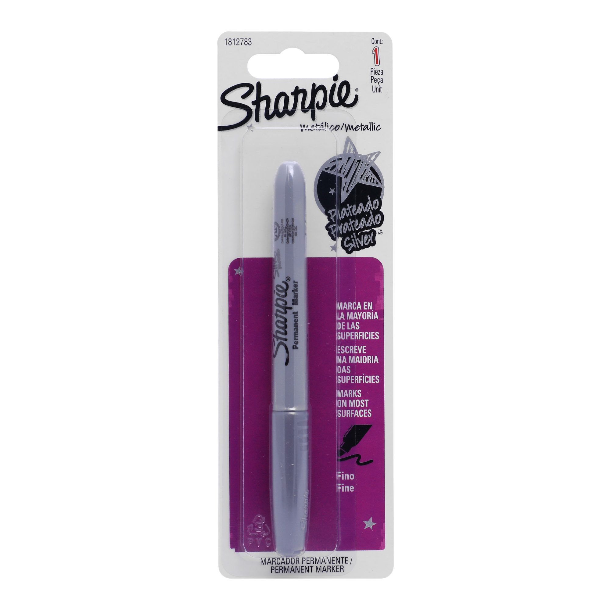 Marcador Permanente Sharpie Metálico Plateado | DelSol