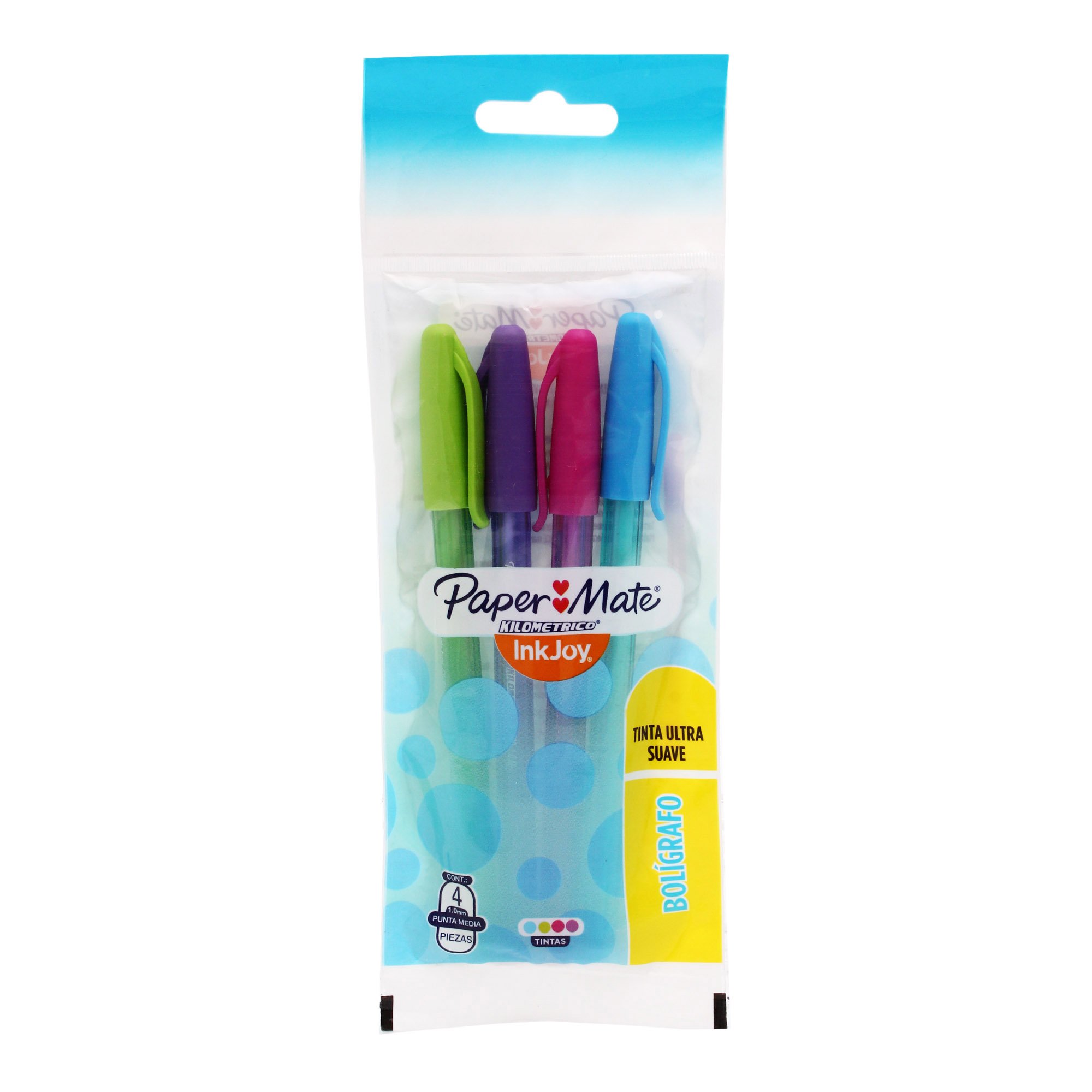 Bolígrafo Paper Mate Kilométrico Inkjoy de Colores 4 Piezas | DelSol
