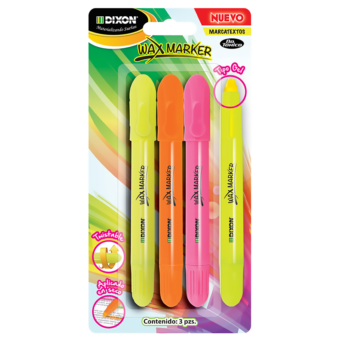 Marcatextos de Gel Dixon Wax Market Multicolor 3 Piezas | DelSol
