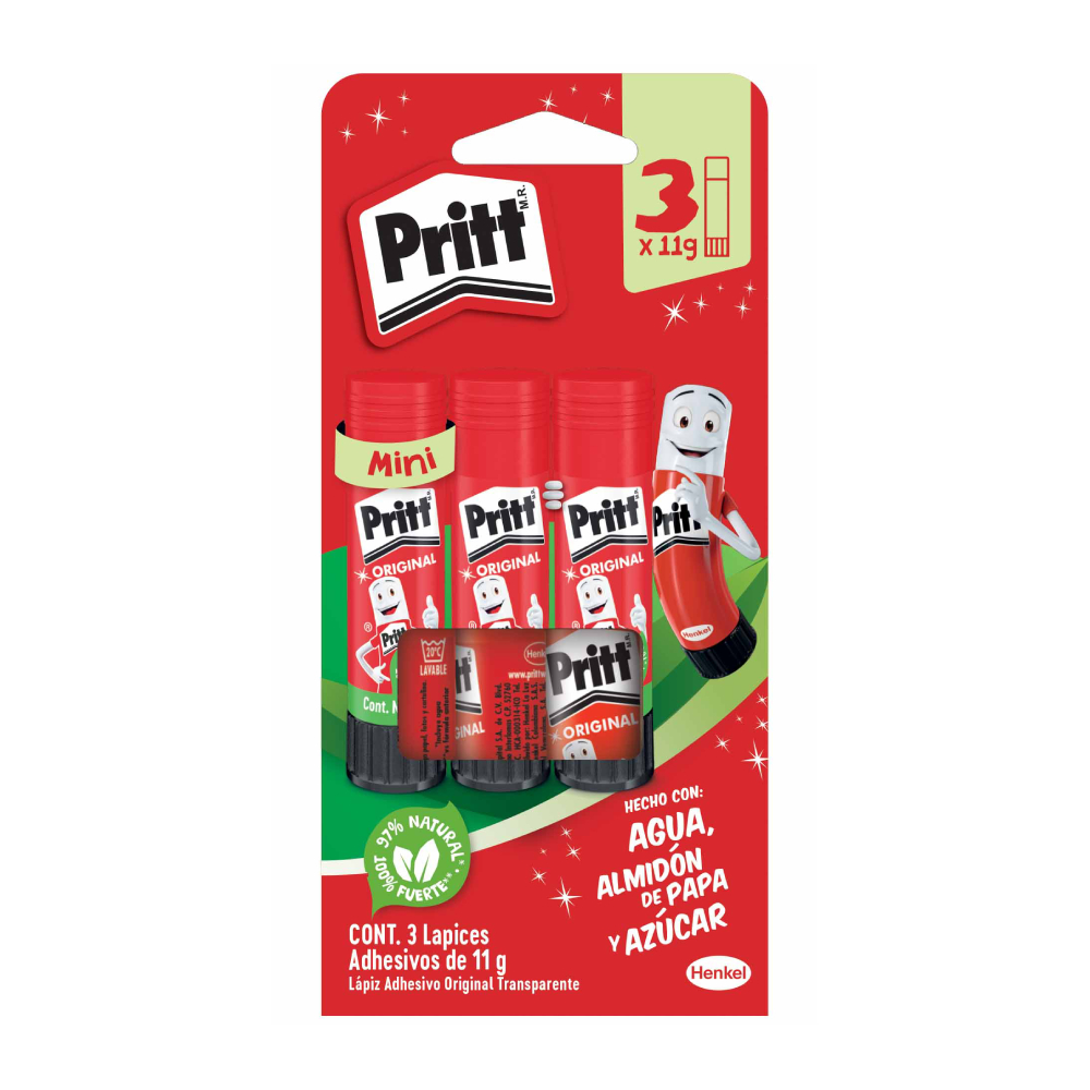Lápiz Adhesivo Pritt 11 g 3 Piezas | DelSol