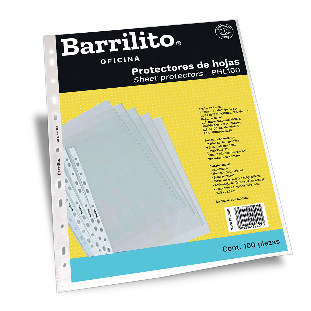 Protectores de Hojas Barrilito Oficina 100 Piezas | DelSol