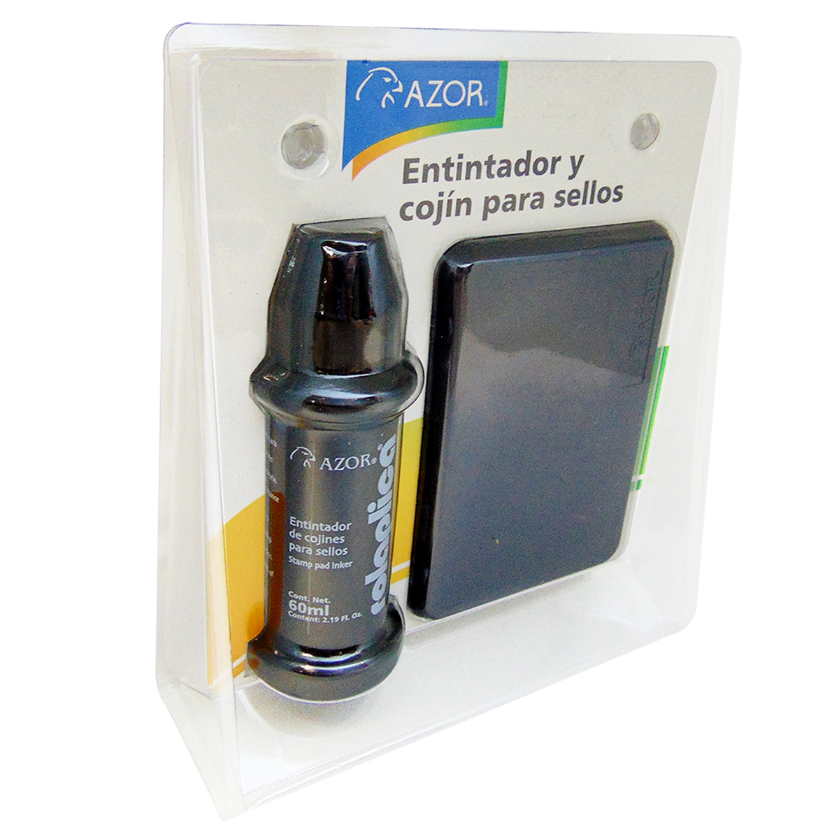 Entintador Rolaplica y Cojín para Sellos Azor Negro 2 Piezas | DelSol
