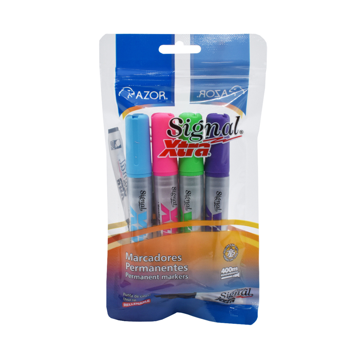 Marcadores Permanentes Azor Signal Xtra Multicolor 4 Piezas | DelSol