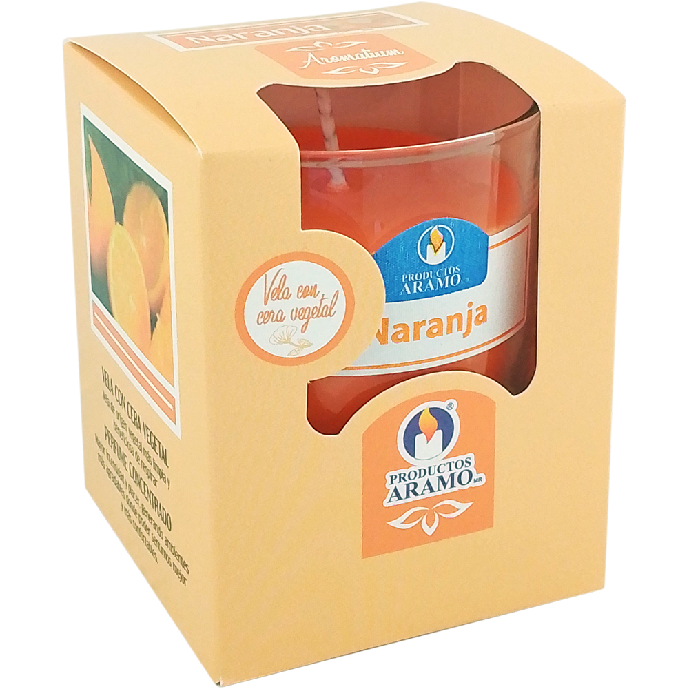 Vela Aramo Aromatium Cera Vegetal Naranja 140 g | DelSol
