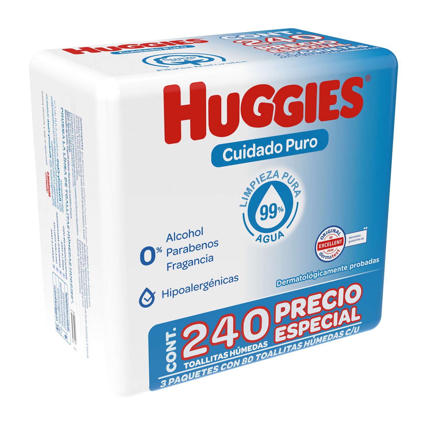 Toallitas Húmedas Huggies Cuidado Puro 240 Piezas | DelSol