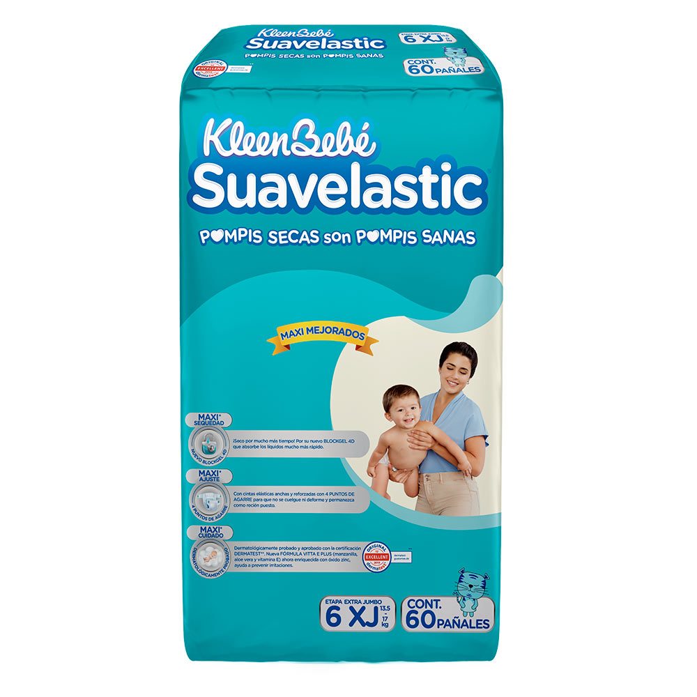 Pañales KleenBebé Suavelastic Etapa 6 60 Piezas | DelSol
