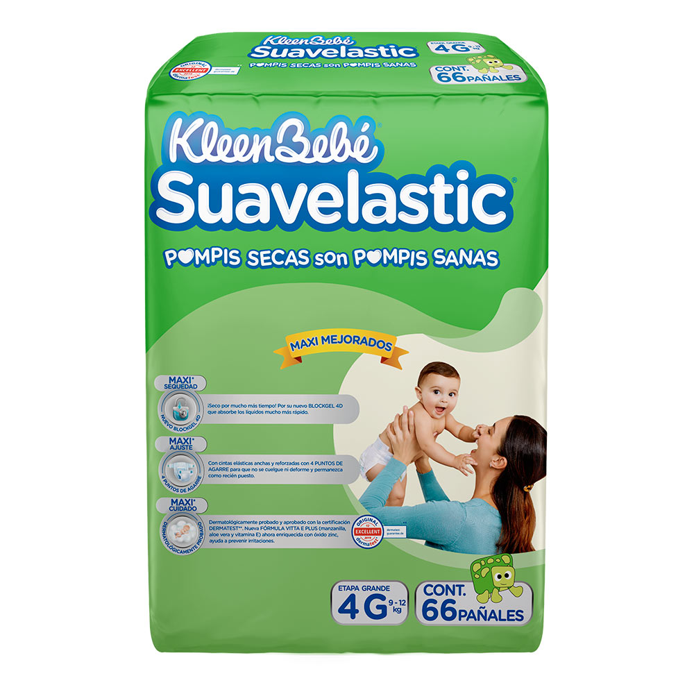Pañales KleenBebé Suavelastic Etapa 4 66 Piezas | DelSol