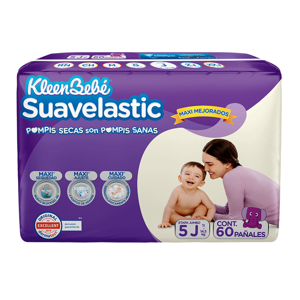 Pañales KleenBebé Suavelastic Etapa 5 60 Piezas | DelSol