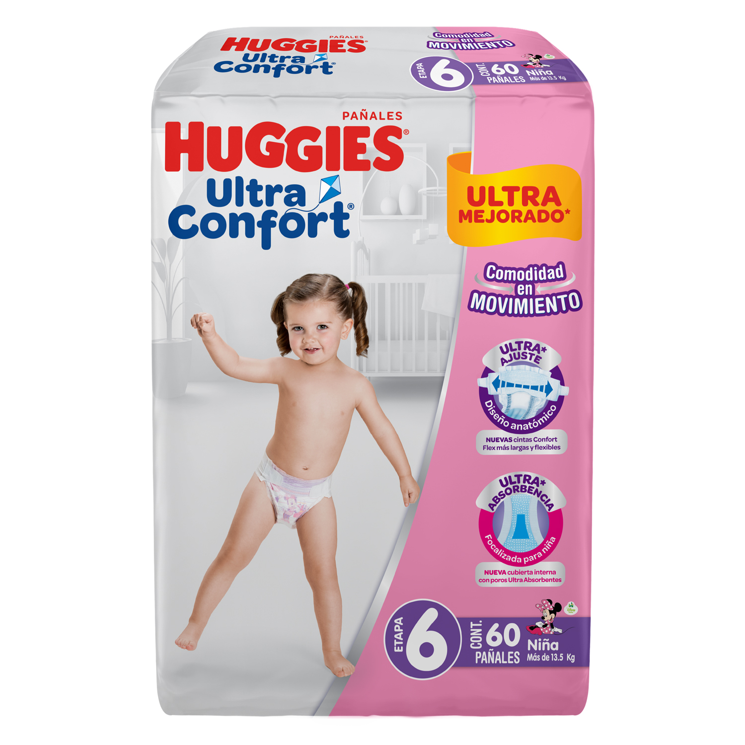 Pañales Huggies Ultraconfort Etapa 6 Niña 60 Piezas Delsol