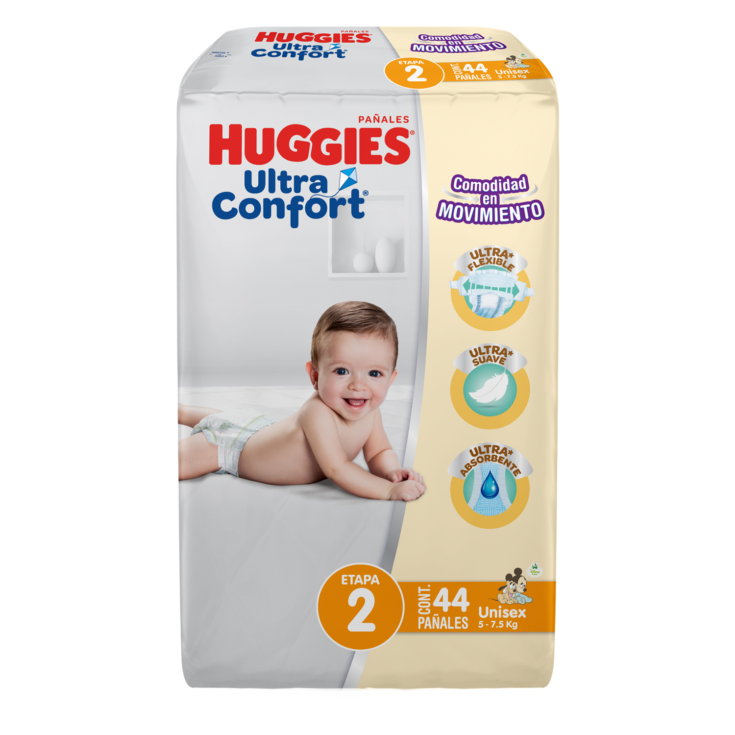 Pañales Huggies UltraConfort Etapa 2 44 Piezas | DelSol