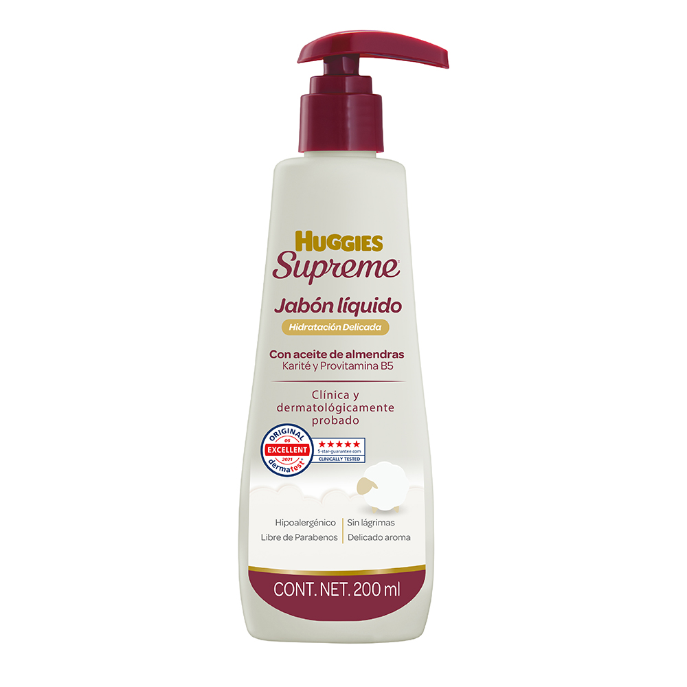 Jabón Líquido Huggies Supreme Hidratación Delicada 200 ml | DelSol