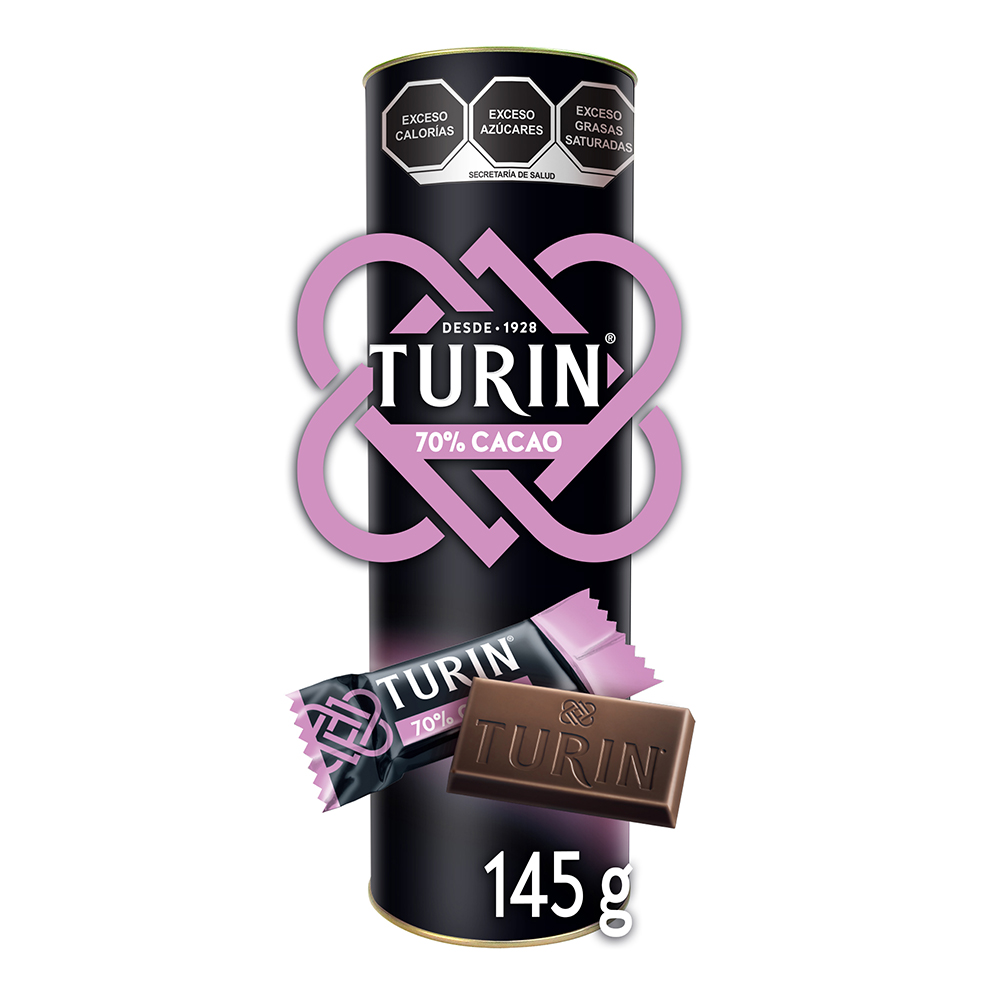 Chocolates Turin 70% Cacao Tubo 145 g | DelSol