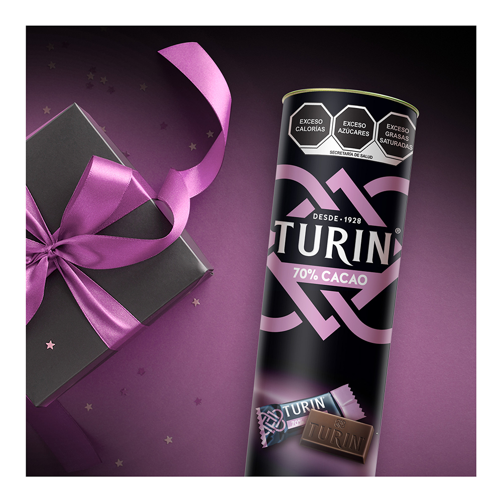 Chocolates Turin 70% Cacao Tubo 145 g | DelSol