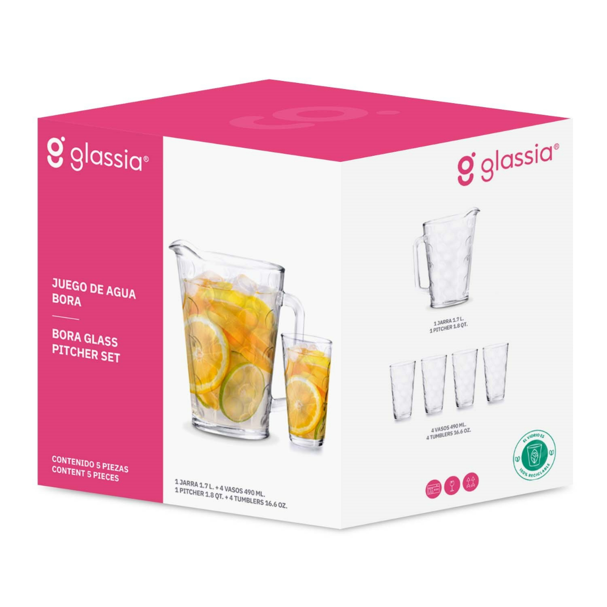 Juego de Agua Glassia Bora 5 Piezas | DelSol